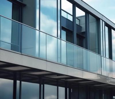 China Floor Mounted U Channel Glass Railing With 12-21.52mm Tempered Laminated Glass for sale
