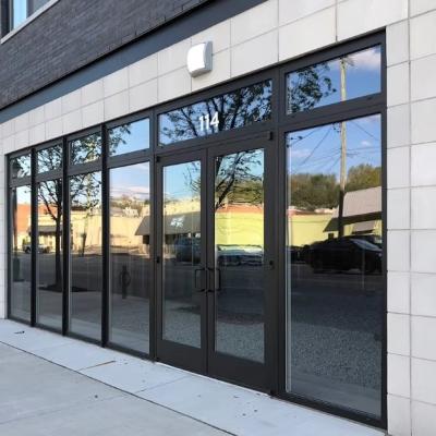 China Storefront Glass Door Customized Commercial Tempered Glass Window And Door for sale