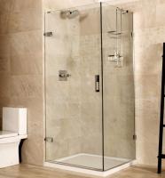 China Glass Shower Door 10mm Toughened Glass Frameless Shower Enclosures With Black Hinges for sale