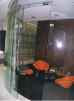 China 12.76mm Clear Toughened Laminted Curved Glass Fixed And Sliding Panels Office Partition for sale
