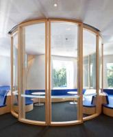 China 12.76mm Clear Toughened Laminted Curved Glass Fixed And Sliding Panels Office Partition for sale