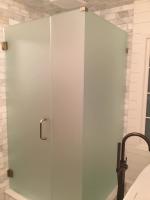 China Frameless Shower Enclosures Clear Super White Frosted Tempered Glass Shower Doors With Hingles Door Handles for sale