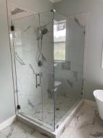 China Frameless Shower Enclosures Clear Super White Frosted Tempered Glass Shower Doors With Hingles Door Handles for sale