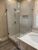 China Frameless Shower Enclosures Clear Super White Frosted Tempered Glass Shower Doors With Hingles Door Handles for sale
