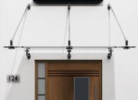 China 6+6mm 5+5mm Laminated Frameless Glass Door Canopy With 316 Stainless Steel Brushed Satin Finish Tie Rods Type for sale