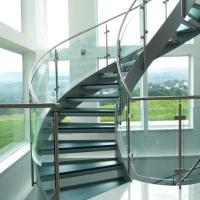 China Curved Glass Staircase Railing Tempered Laminated Glass Stairs Handrail Balustrade Railings for sale