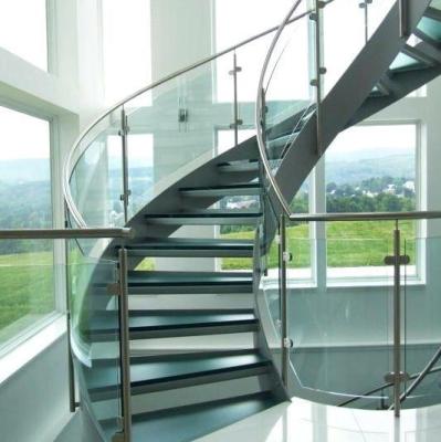 China Curved Glass Staircase Railing Tempered Laminated Glass Stairs Handrail Balustrade Railings for sale