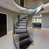 China Curved Glass Staircase Railing Tempered Laminated Glass Stairs Handrail Balustrade Railings for sale