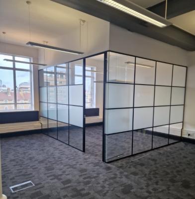 China Frosted Glass Office Partition With Thermal Insulation Aluminum Accessories Profiles for sale