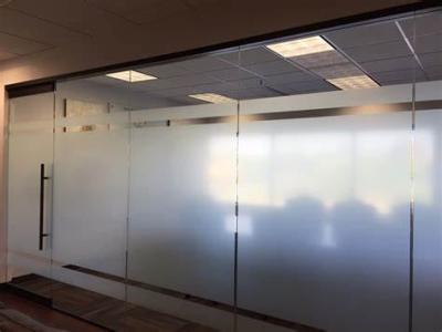 China Customized Frosted Tempered Glass Office Partition Frameless Glass Wall for sale