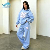 China Custom Graphic Print Oversized Hoodie & Wide Leg Sweatpants Set for sale