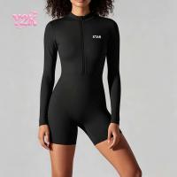 China Custom Women's Half Zip Long Sleeve Short Yoga Jumpsuit for sale