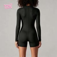 China Custom Women's Half Zip Long Sleeve Short Yoga Jumpsuit for sale