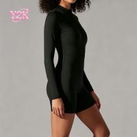 China Custom Women's Half Zip Long Sleeve Short Yoga Jumpsuit for sale