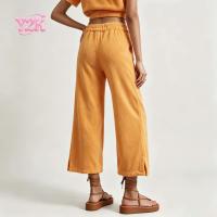China Custom Women's Terry Crop Top Cropped Wide Leg Pants Set for sale