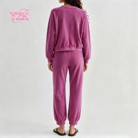 China Custom Women's Crew Neck Terry Top Wide Leg Pants Lounge Set for sale
