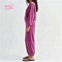 China Custom Women's Crew Neck Terry Top Wide Leg Pants Lounge Set for sale