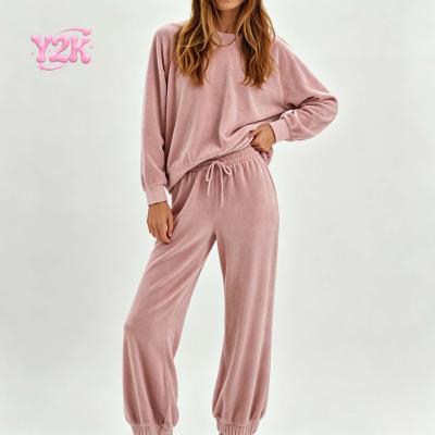 China Custom Women's Terry Sweatshirt Jogger Pants Lounge Set for sale