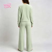 China Custom Women's Ribbed Knit Top Wide Leg Pants Lounge Set for sale
