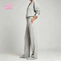 China Custom Women's Waffle V Neck Top Drawstring Pants Lounge Set for sale