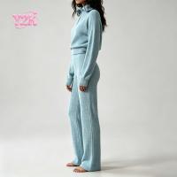 China Custom Women's Ribbed Half Zip Top Leggings Activewear Set for sale