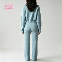 China Custom Women's Ribbed Half Zip Top Leggings Activewear Set for sale