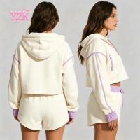 China Custom Women's Quarter Zip Cropped Hoodie & Shorts 2pc Set for sale