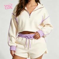 China Custom Women's Quarter Zip Cropped Hoodie & Shorts 2pc Set for sale