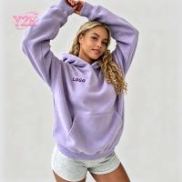 China Custom Purple Oversized Zip Up Hoodie Women Casual Sweatshirt for sale