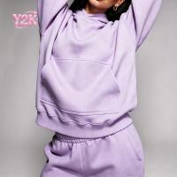 China Custom Purple Oversized Zip Up Hoodie Women Casual Sweatshirt for sale