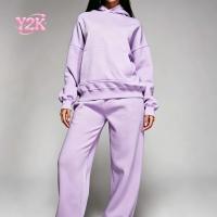 China Custom Purple Oversized Zip Up Hoodie Women Casual Sweatshirt for sale