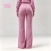 China Custom Women's Knitted Drawstring Waist Wide Leg Lounge Pants for sale