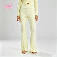 China Custom Women's Lightweight Ribbed Knit Flared Lounge Pants for sale