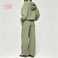 China Custom Women's Varsity Applique Zip Hoodie Wide Leg Pants Set for sale