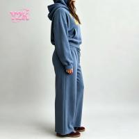 China Custom Women's Varsity Number Hoodie Wide Leg Sweatpants Set for sale