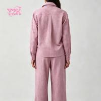 China Custom Women's Checkered Shirt Wide Leg Lounge Pants Set for sale