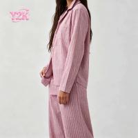 China Custom Women's Checkered Shirt Wide Leg Lounge Pants Set for sale