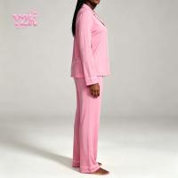 China Custom Women's Contrast Piping Shirt Wide Leg Pajama Set for sale