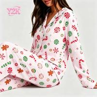 China Custom Women's Animal Print Shirt Wide Leg Pajama Set for sale