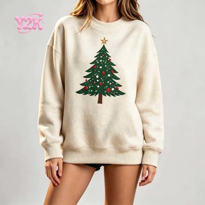 China Custom Women's Christmas Tree Graphic Crewneck Sweatshirt for sale