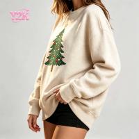 China Custom Women's Christmas Tree Graphic Crewneck Sweatshirt for sale