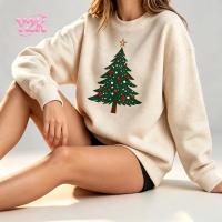 China Custom Women's Christmas Tree Graphic Crewneck Sweatshirt for sale