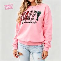 China Custom Women's Plaid Letter Graphic Crewneck Sweatshirt for sale