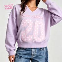 China Custom Women's Varsity Number V Neck Fleece Sweatshirt for sale