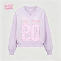 China Custom Women's Varsity Number V Neck Fleece Sweatshirt for sale