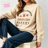 China Custom Women's Gingerbread Graphic Fleece Crewneck Sweatshirt for sale