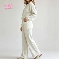 China Custom Women's Quilted Knit Top Wide Leg Lounge Pants Set for sale