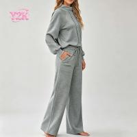 China Custom Women's Cowl Neck Top Wide Leg Lounge Pants Set for sale