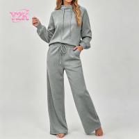 China Custom Women's Cowl Neck Top Wide Leg Lounge Pants Set for sale