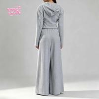 China Custom Women's Collared Crop Top Pleated Wide Leg Pants Set for sale